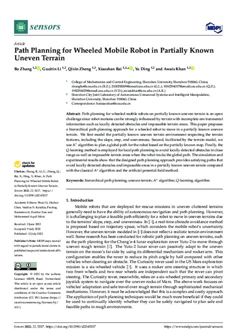 pdf path planning for wheeled mobile robot in partially known uneven