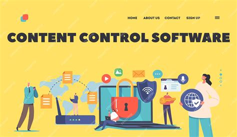 Premium Vector Content Control Software Landing Page Template Internet Safety Computer