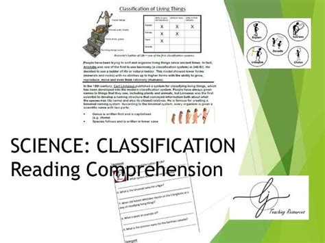 Classification Of Living Things Reading Comprehension Teaching Resources