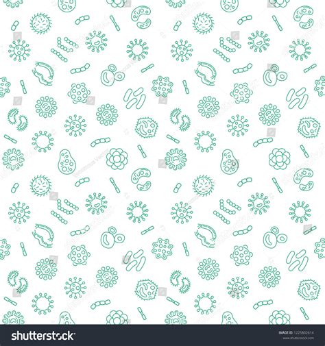 Vector Seamless Pattern Pathogen Virus Bacteria Stock Vector Royalty Free 1225802614