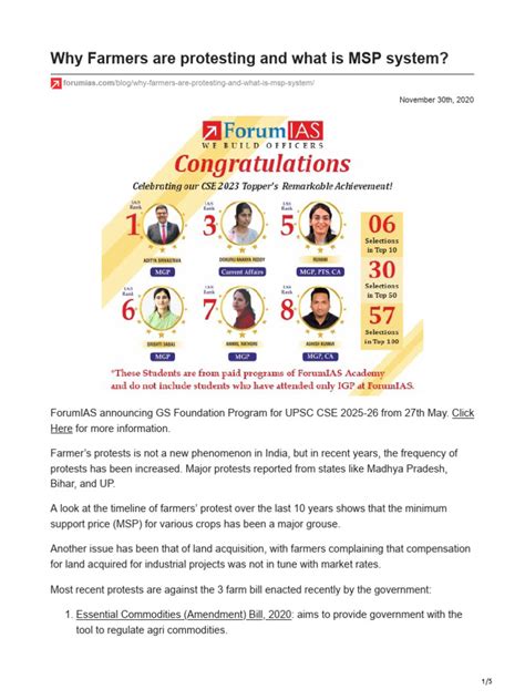 Why Farmers Are Protesting And What Is Msp System Pdf Agriculture Crops