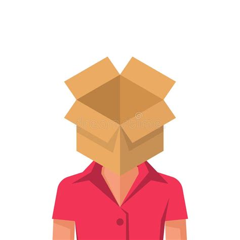 Empty Head A Man With An Empty Cardboard Box Instead Of A Head Stock Vector Illustration Of