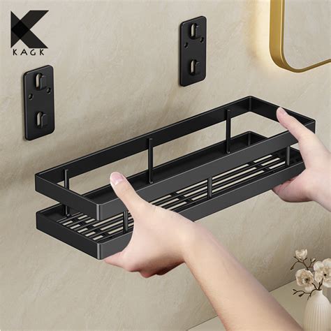 Kagk ชั้นวางติดผนังไม่ต้องเจาะ 20 50cm ของอเนกประสงค์ สแตนเลส ที่วางของในห้องน้ํา ที่เก็บของ ที่