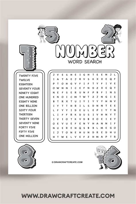 Free Printable Number Word Search Draw Craft Create