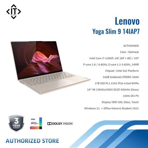 Jual Lenovo Yoga Slim 9 14IAP7 I7 1280P 16GB 1TB Win11 OHS 82T00006ID Di Seller IT