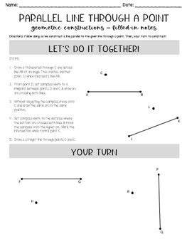 Constructions Practice Constructing A Line Parallel Through A Point Geometry