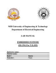 EE 354 ES Consolidated Lab Manual Sp23 Lab1 9 Pdf NED University Of Engineering Technology