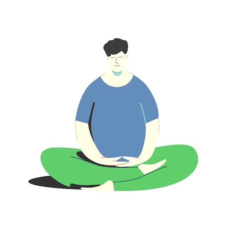 명상하는 남자 만화 프리미엄 벡터