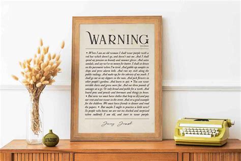 Warning Poem Print Jenny Joseph When I Grow Old I Shall Wear Purple