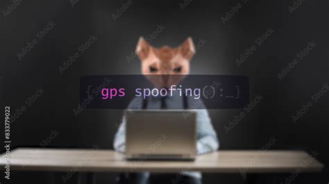 Cybersecurity Concept Gps Spoofing On Foreground Screen Hacker Silhouette Hidden With Low Poly