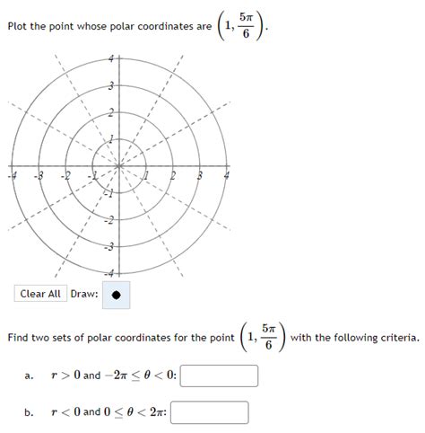 solved plot the point whose polar coordinates are 1 65π