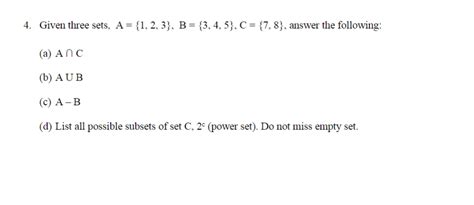 Solved Given Three Sets A B C Chegg