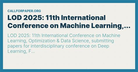 LOD 2025 11th International Conference On Machine Learning