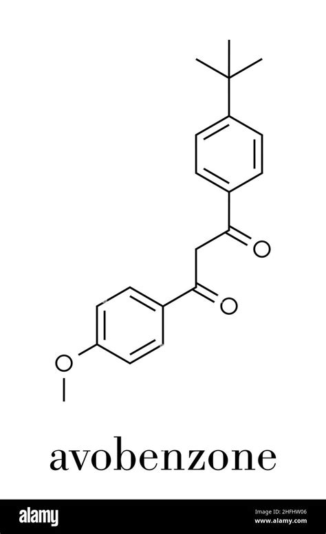 Avobenzone Sunscreen Molecule Uv Filter Skeletal Formula Stock