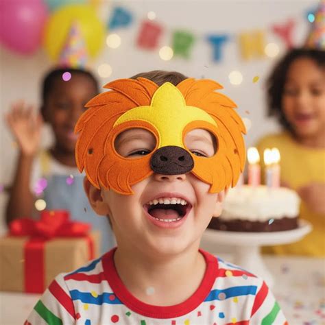 Máscara De Feltro Bordada Animais Mico Leão Dourado Elo7