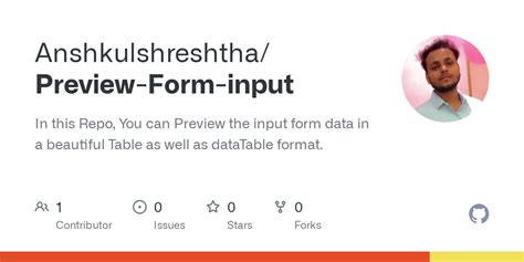 GitHub Anshkulshreshtha Preview Form Input In This Repo You Can Preview The Input Form Data