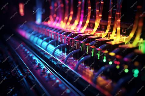 Premium Photo Network Cables Connected To Switch Close Up Of Data Center Hardware Technology