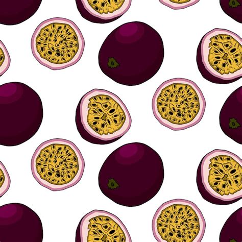 Premium Vector Seamless Pattern Of Passion Fruits Maracuya