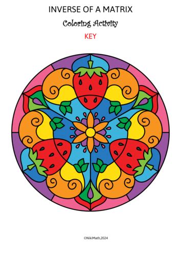 Inverse Matrices Coloring Activitycolor By Code Teaching Resources
