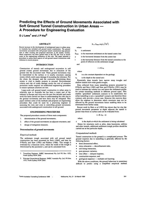 Pdf Predicting The Effects Of Ground Movements Associated With Soft Ground Tunnelling