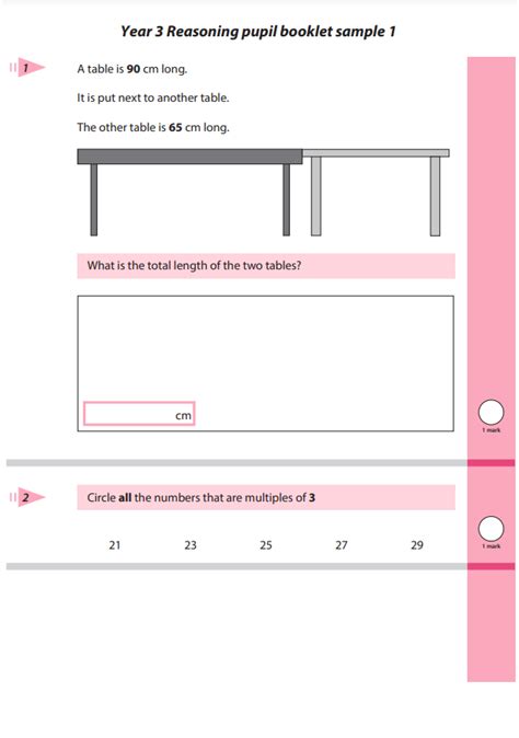 Year 3 Spring Maths Test 1 Reasoning Pupil Booklet Pack Nfer