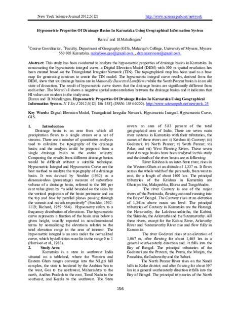 Pdf Hypsometric Properties Of Drainage Basins In Karnataka Using