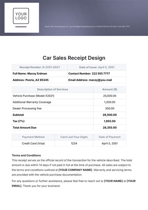 Free Car Invoice Templates Editable And Printable