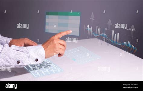 Data Analysis Concept Interaction With Business Graphics Holographic