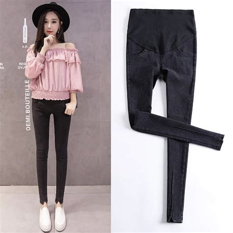 Дължина еластични изпрани дънки за бременни Ежедневни панталони тип молив Дрехи за бременни