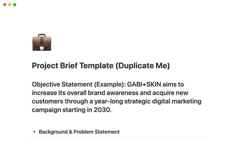 Notion Project Briefing Template Notion Template