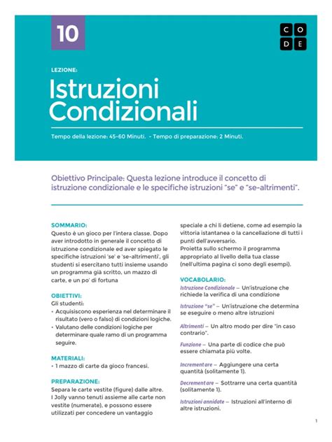 Lezione 10 Istruzioni Condizionali Pdf