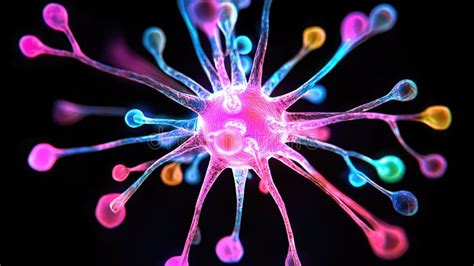 Colorful Neural Network Concept With Abstract Glowing Synapses Stock