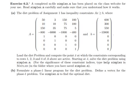 Solved Use Matlab Please Below Is The Simplex M File Chegg
