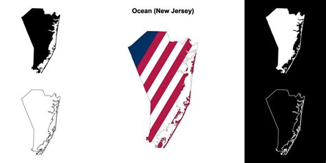 Ocean County New Jersey Outline Map Set 44011026 Vector Art At Vecteezy