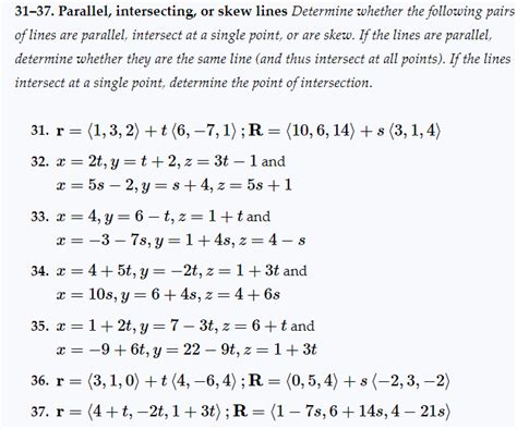 Solved 31 37 ﻿parallel Intersecting Or Skew Lines
