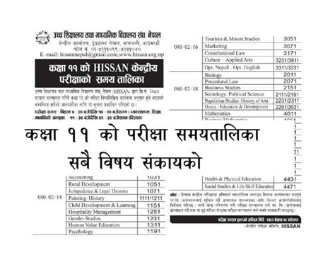 Class 11 Exam Routine Hissan Neb Class 11 Routine Schedule Schoolnp
