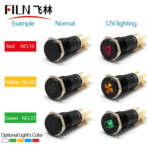 Filn 8 16mm 12v Custom Car Symbol Indicator Light Indicatorlight
