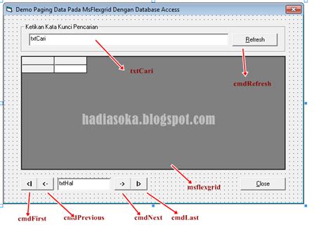 membuat paging pada msflexgrid dengan database access di vb6