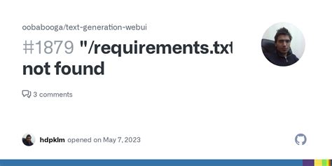 Requirementstxt Not Found · Issue 1879 · Oobaboogatext