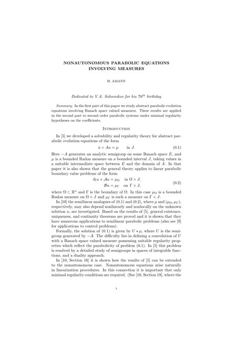 Pdf Nonautonomous Parabolic Equations Involving Measures