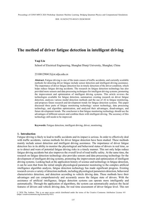 Pdf The Method Of Driver Fatigue Detection In Intelligent Driving