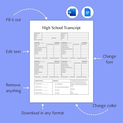 High School Transcript Homeschool Transcript Official Transcript High School Transcript