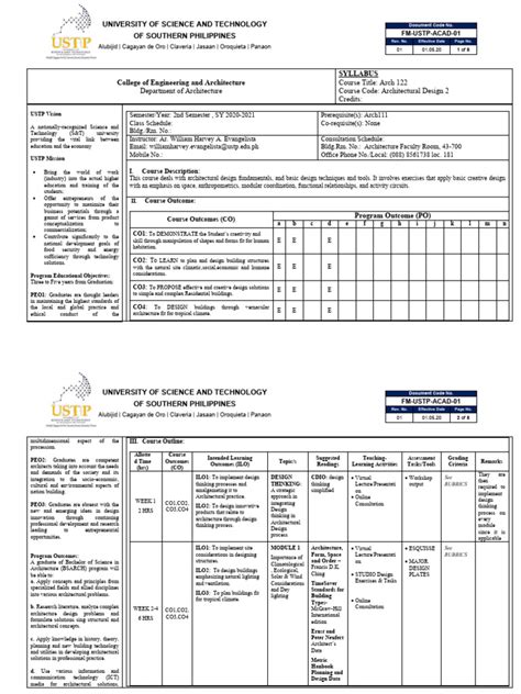 Arch122 Cdio Applied Syllabus Download Free Pdf Design Architect