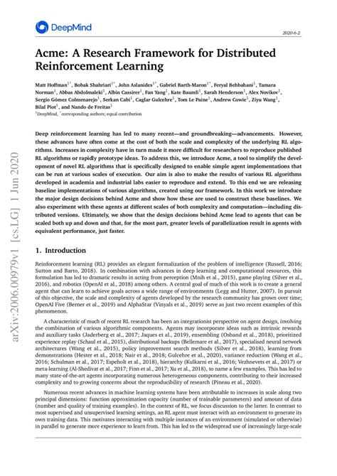 Acme A Research Framework For Distributed Reinforcement Learning Deepai