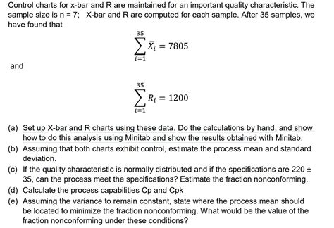 [solved] for part a only how do i make a chart in minitab for x and r