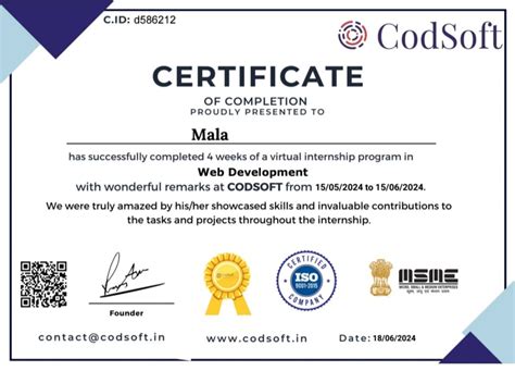 mala sabarinathan on linkedin codsoft internship webdevelopment