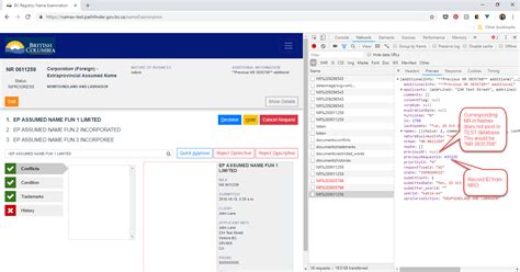 Previous NR Is Missing In Namex Issue 1015 Bcgov Name Examination GitHub