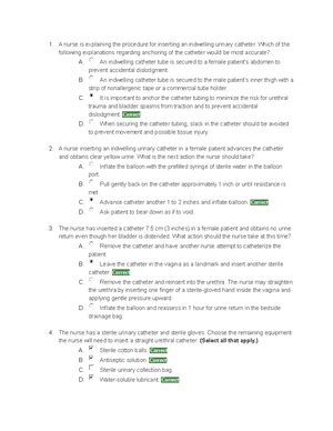Unit Urinary Catheterization Lesson Post Test The Nurse Is Reviewing Urinary Catheter