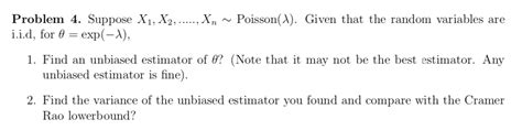 Solved Problem 4 Suppose X1 X2 Xn Poissonx