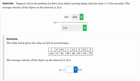 Solved Exercise Suppose S T Is The Position In Feet Of